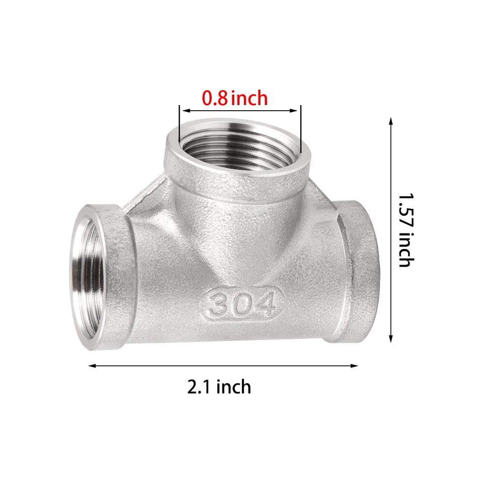 1/2" NPT Tee Female Thread Class 150 Stainless Steel 304 T Shaped Pipe ...