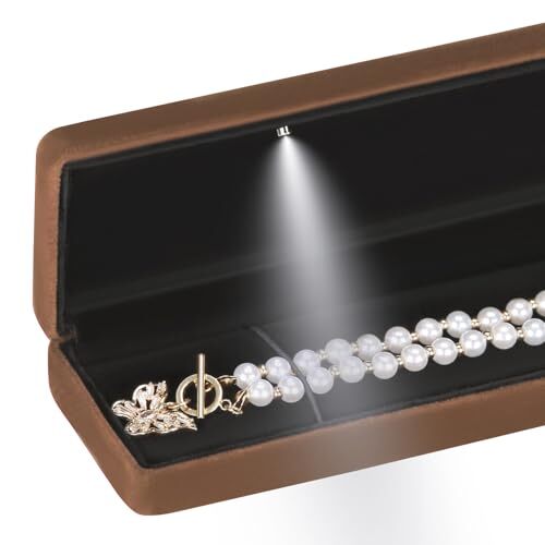 Classic Metal Glossy Jewelry Necklace Long Chain Gift Box with LED ...