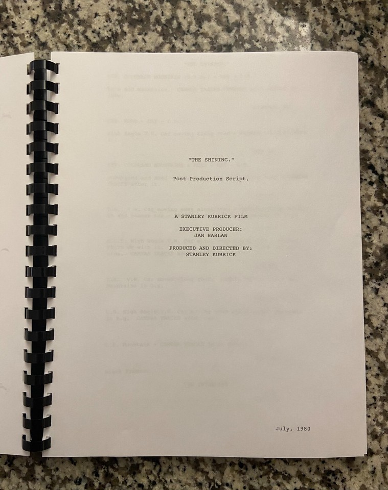 The Shining Horror Movie Script Reprint Full Screenplay Script | eBay