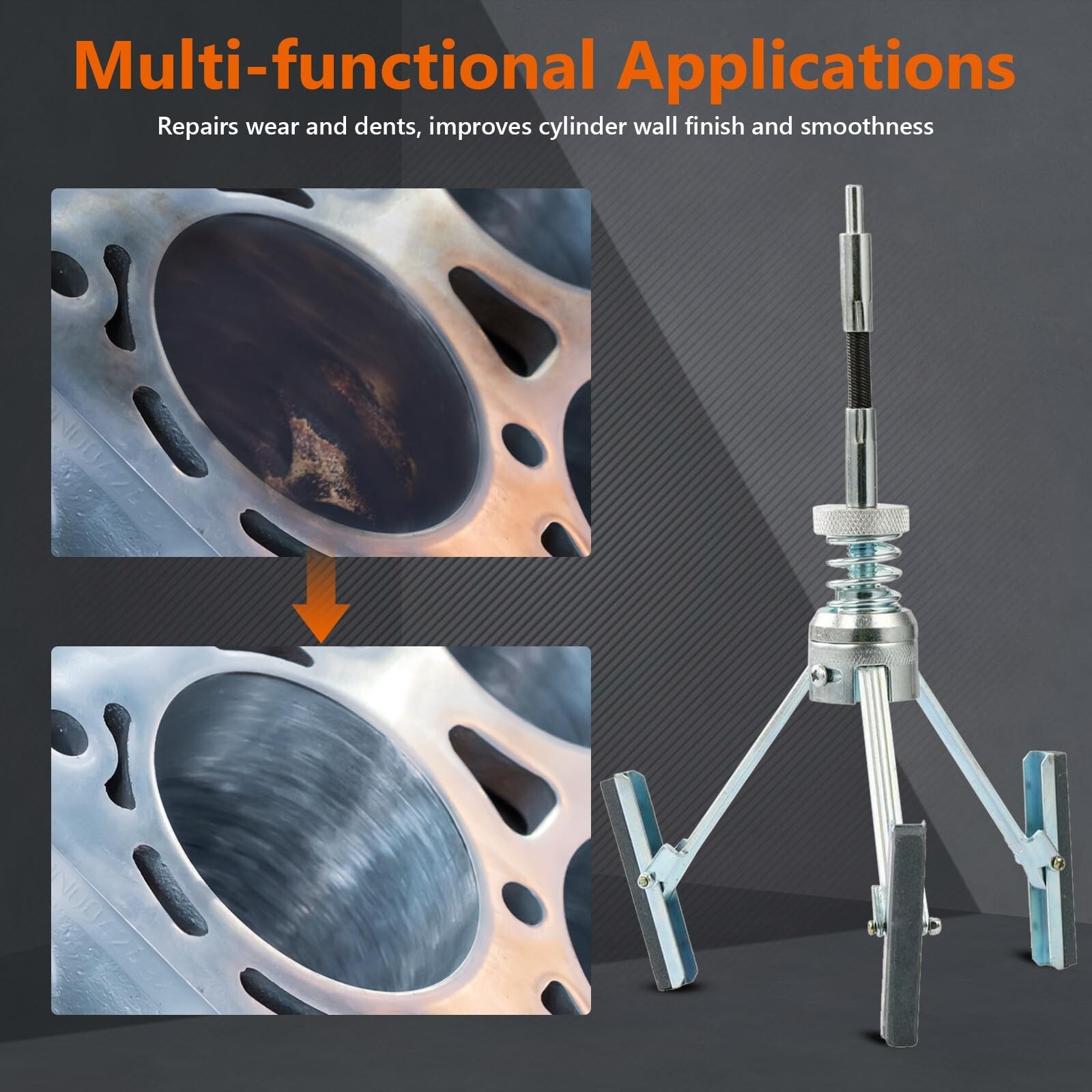 Engine Cylinder Hone 2"-7" Flexible Car Engine Brake 3" Blade w/ 220 ...