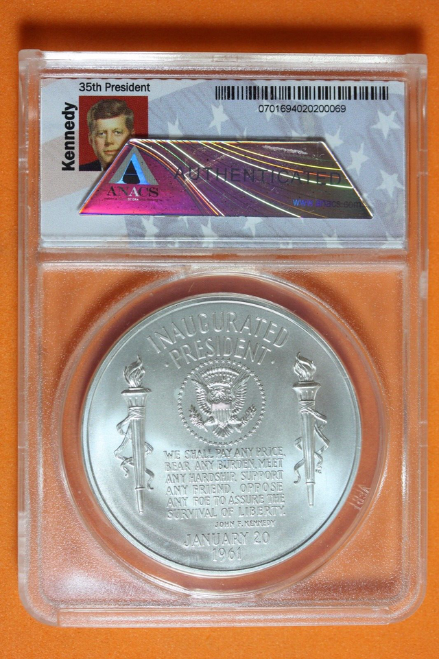 2015 ANACS MS69 John F. Kennedy Coin & Chronicles .999 Silver Medal # ...