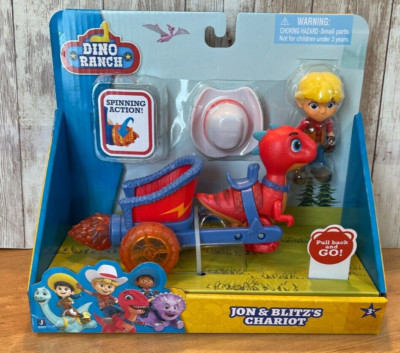 Dino Ranch Jon & Blitz's Chariot Pull Back And Go Action Velociraptor 3 ...