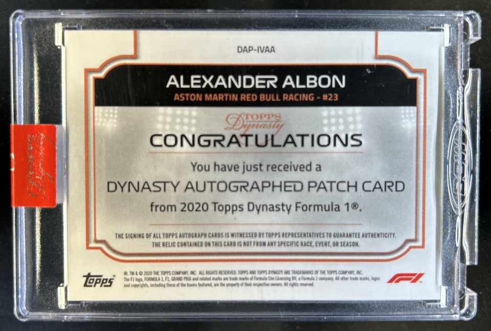2020 Topps Dynasty F1 Alexander Albon Patch Auto #/10 | eBay
