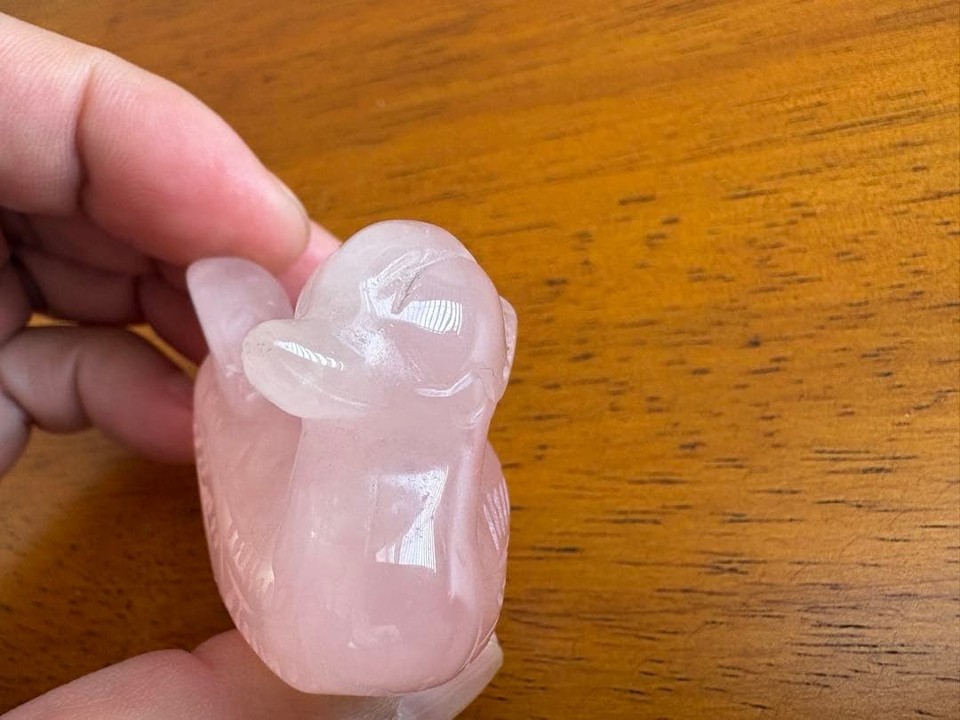 Natural Rose Quartz Mandarin Duck Figurine 67g Love & Relationship ...