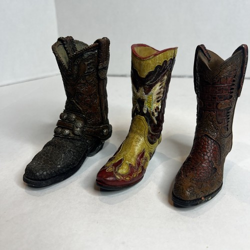Miniature Resin Cowboy Boot Handpainted Lot of 3 | eBay