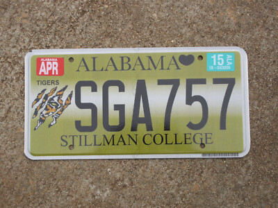 2015 Alabama Stillman College License Plate Tigers Football AL SGA757 ...