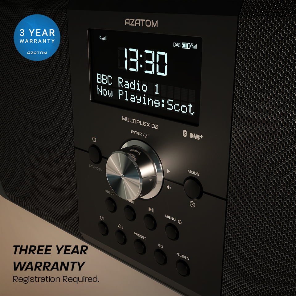DAB+ DAB FM Radio Clock Stereo Speaker Alarm Bluetooth AZATOM Multiplex ...
