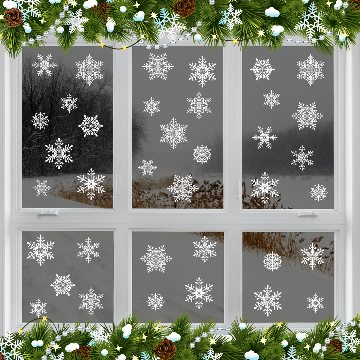 Window Cling Snowflake Pattern Christmas Window Cling Stickers Diy