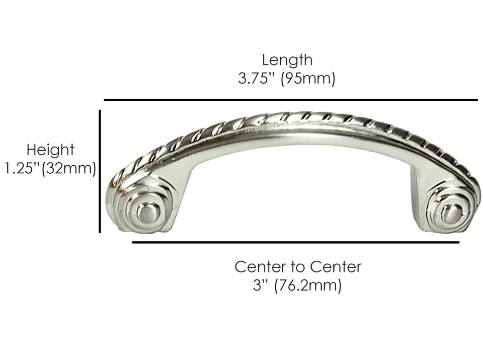 Rope Handles Pulls Kitchen/Bathroom Cabinet Hardware Brushed Nickel 3 ...