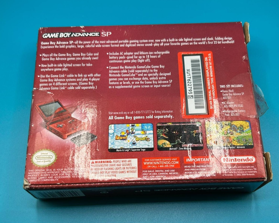 Nintendo Game Boy Advance SP Handheld System Flame Red With Box! Tested ...