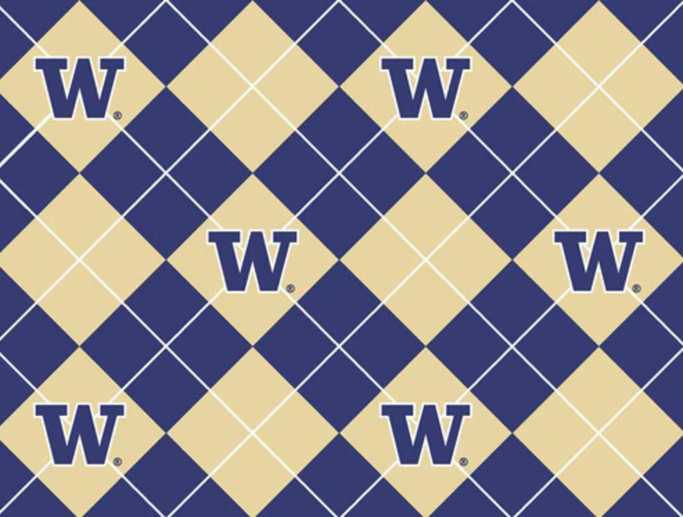 University of Washington Huskies Argyle Fleece Fabric-NCAA Fleece ...
