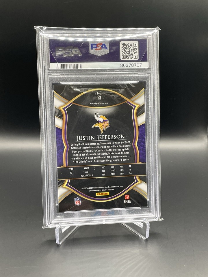 2020 JUSTIN JEFFERSON Panini Select Football Concourse RC PSA 9 VIKINGS ...