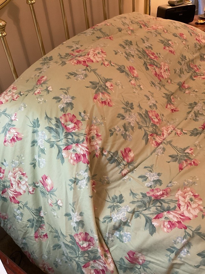 Ralph Lauren Chaps King Bed GREEN Comforter Rare Yorkshire Rose READ | eBay