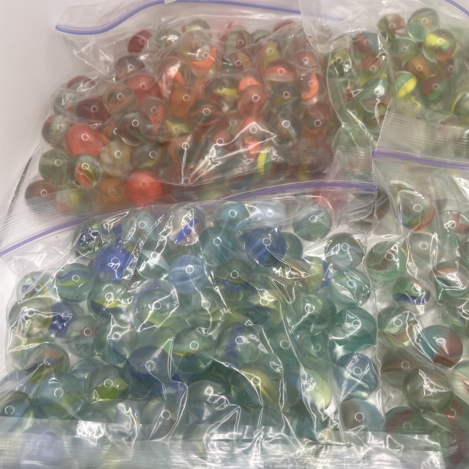Vintage Glass Marble Collection Lot - 6 Bags Of Assorted Cat Eye Style ...