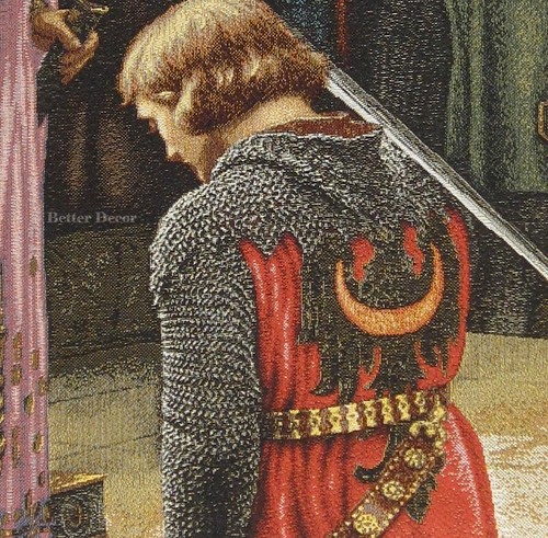 WALL JACQ. WOVEN MEDIEVAL TAPESTRY The Accolade -Leighton Art KNIGHT ...