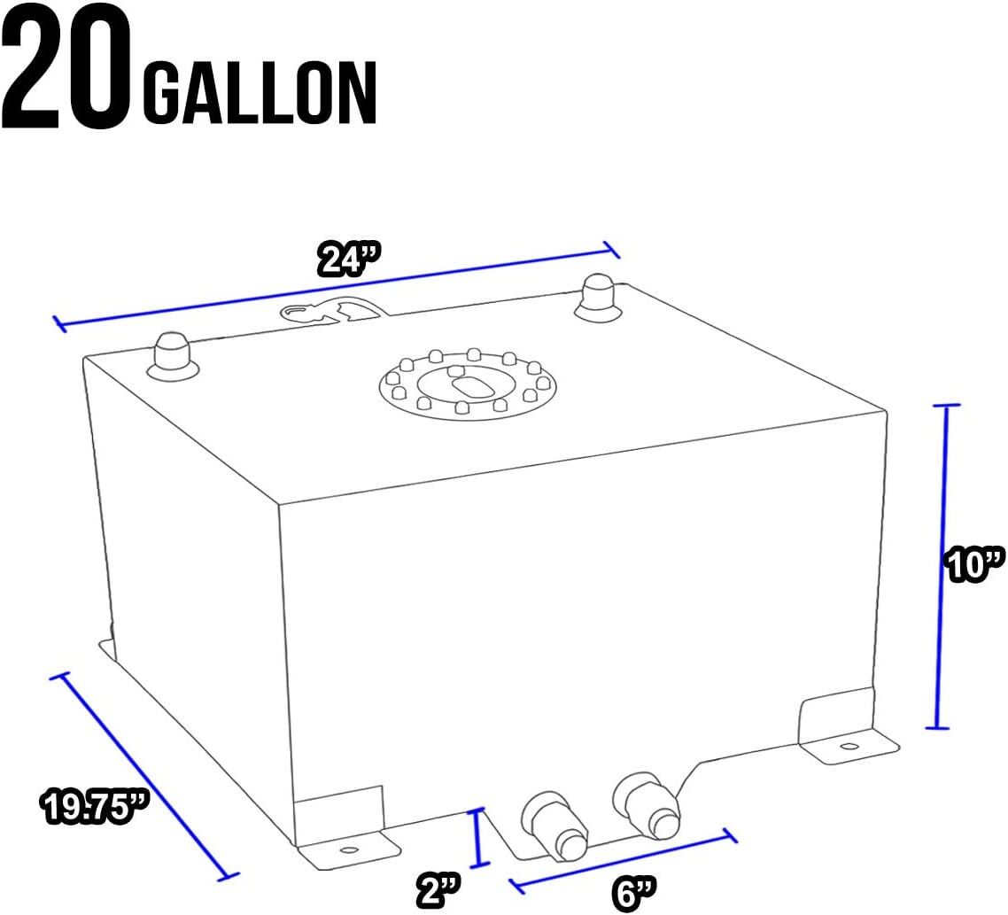 Universal 20 Gallon 79L Fuel Cell Tank with Cap/Level Sender/12FT Oil ...