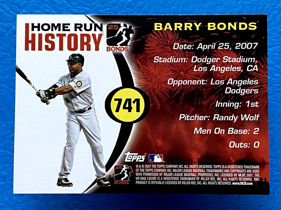 2007 Topps Barry Bonds Home Run History Barry Bonds #741 | eBay