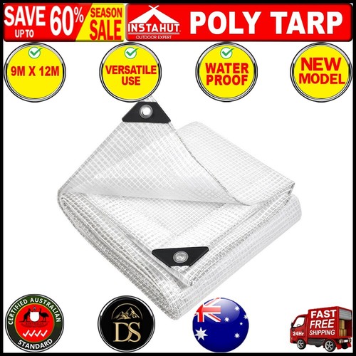 Instahut Tarpaulin Tarp 9x12m Canvas Heavy Duty Camping Poly Tarps ...
