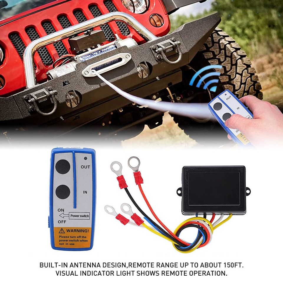 Wireless Winch Remote Control Receiver 150ft Twin Switch Handset Easy ...