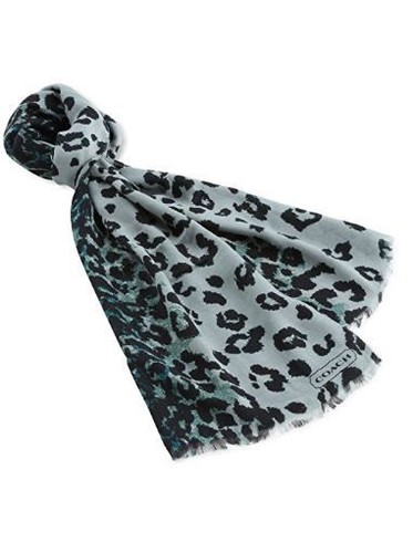 Coach 83769 Women's Ocelot Print Oblong Lightweight Woven Scarf Wrap ...