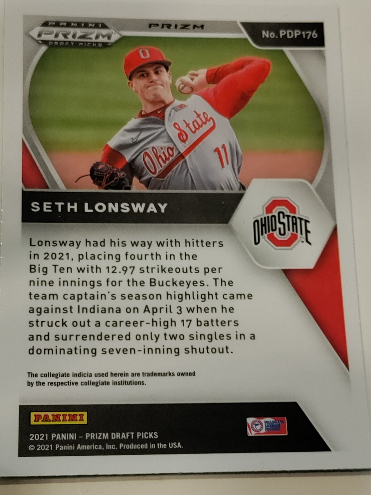 2021 Panini Prizm Draft Picks Baseball GREEN PARALLEL #PDP176 Seth ...