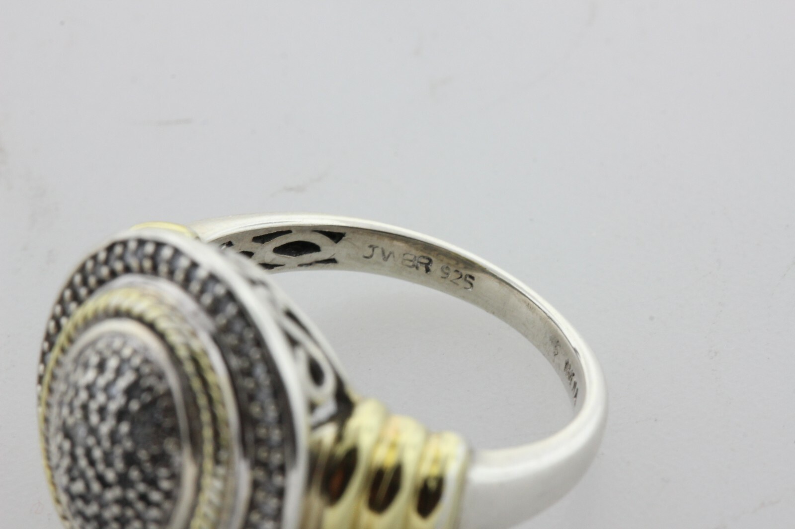 JWBR Sterling Silver 925 Pave 0.25 TCW Diamond Cluster Gold Wash Ring ...