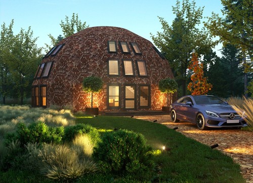 MOON HOUSE 45' DIAM DOME FRAMING KIT 2345 sq.ft WOOD PREFAB DIY HOME ...