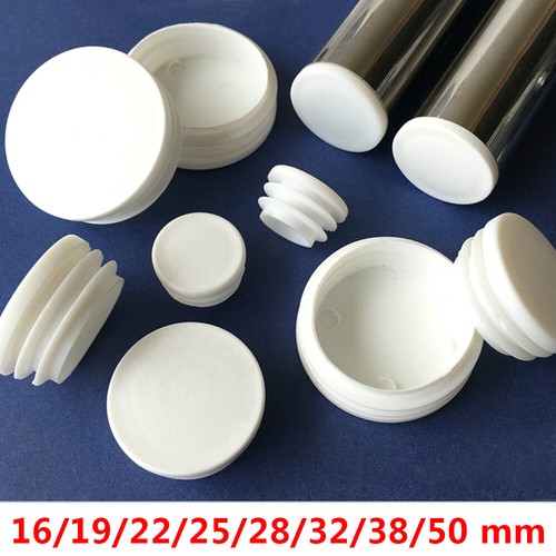 White 16mm to 50 mm Round PP Plastic Blanking End Cap Pipe Tube Insert ...
