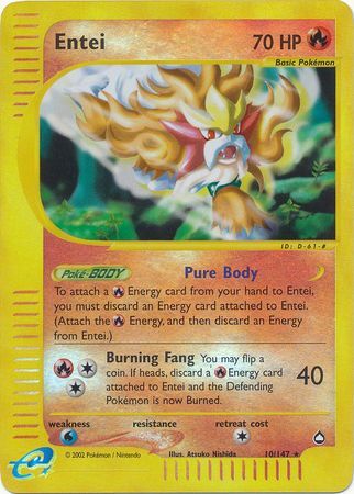 Entei - 10/147 - Rare Reverse Holo PL Aquapolis | eBay