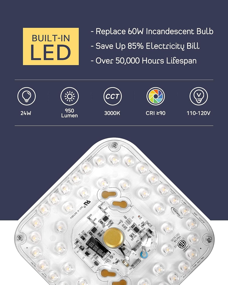 3-Pack 12" Dimmable LED Ceiling Light Fixture, 3000K, 950 Lumens | eBay