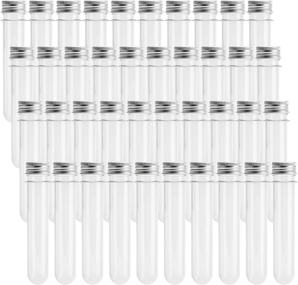 40 Pcs Clear Plastic Test Tubes with Screw Caps 40Ml Test Lab Tubes for ...