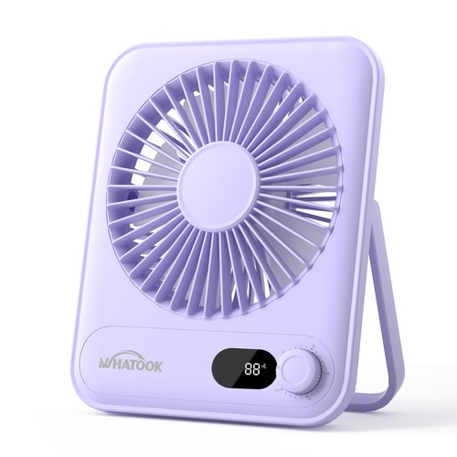 WHATOOK Small Desk Fan Personal Fans: 5000mah 25 Hours 2000 mAh, Purple ...