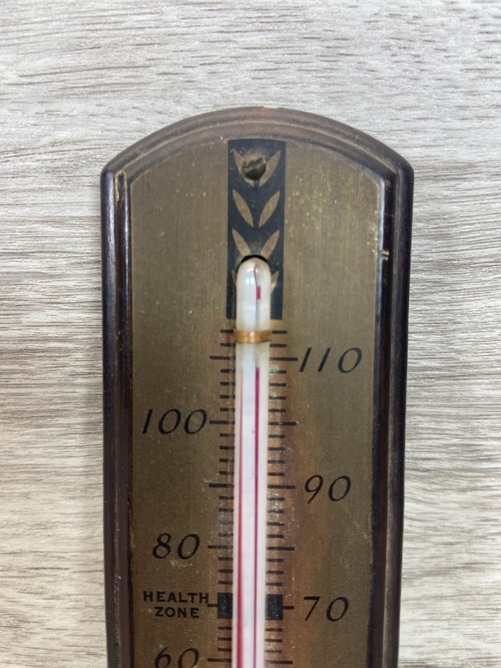 Antique Taylor Thermometer Wall Wood Backing All Original MCM Small 7 ...