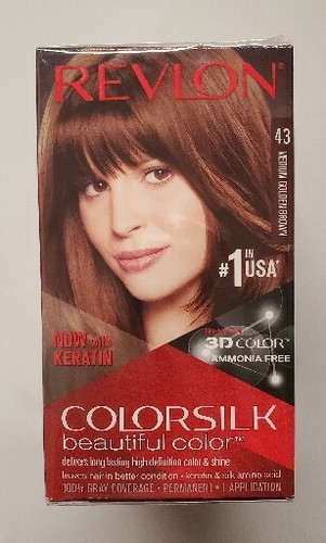 REVLON COLORSILK #43 MED GOLDEN BROWN Hair Dye Unique 3D Color 3 Pack ...