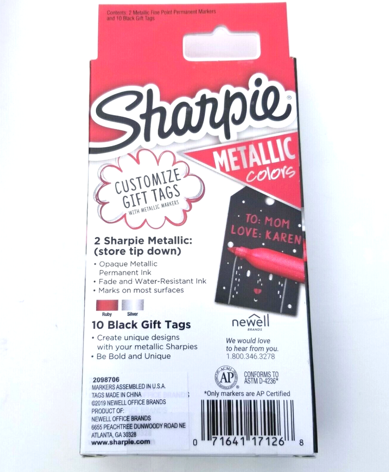 Sharpie Metallic Markers (Ruby & Silver) + 10 Black Gift Tags | eBay