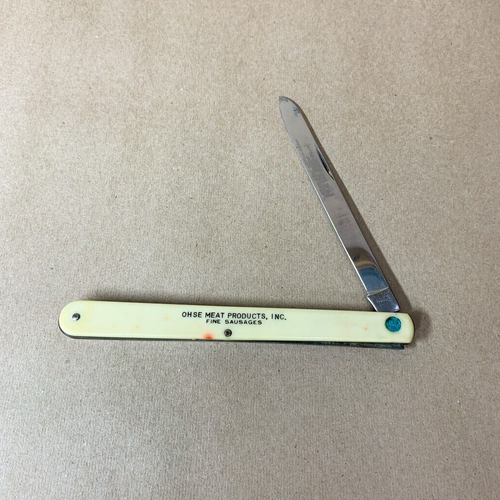 Vtg 10" Colonial USA Foldable Melon Tester Knife Advertising OHSE Meat ...