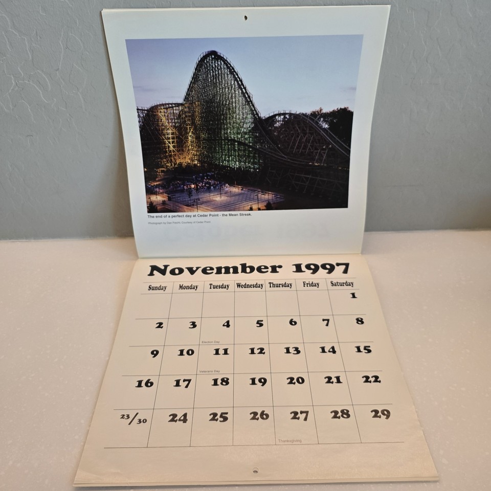 1997 Cedar Point 12 Month Calendar Carousel Vintage Amusement Park RARE ...