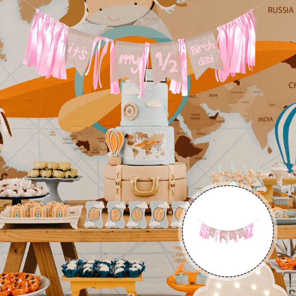 Birthday Chair Flag Decor High Chair Banner Cloth String Flag 1/2 ...