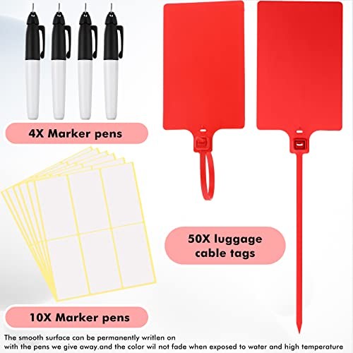 Waterproof Plastic Tags with Marker Pens and Sticker Labels, Self ...