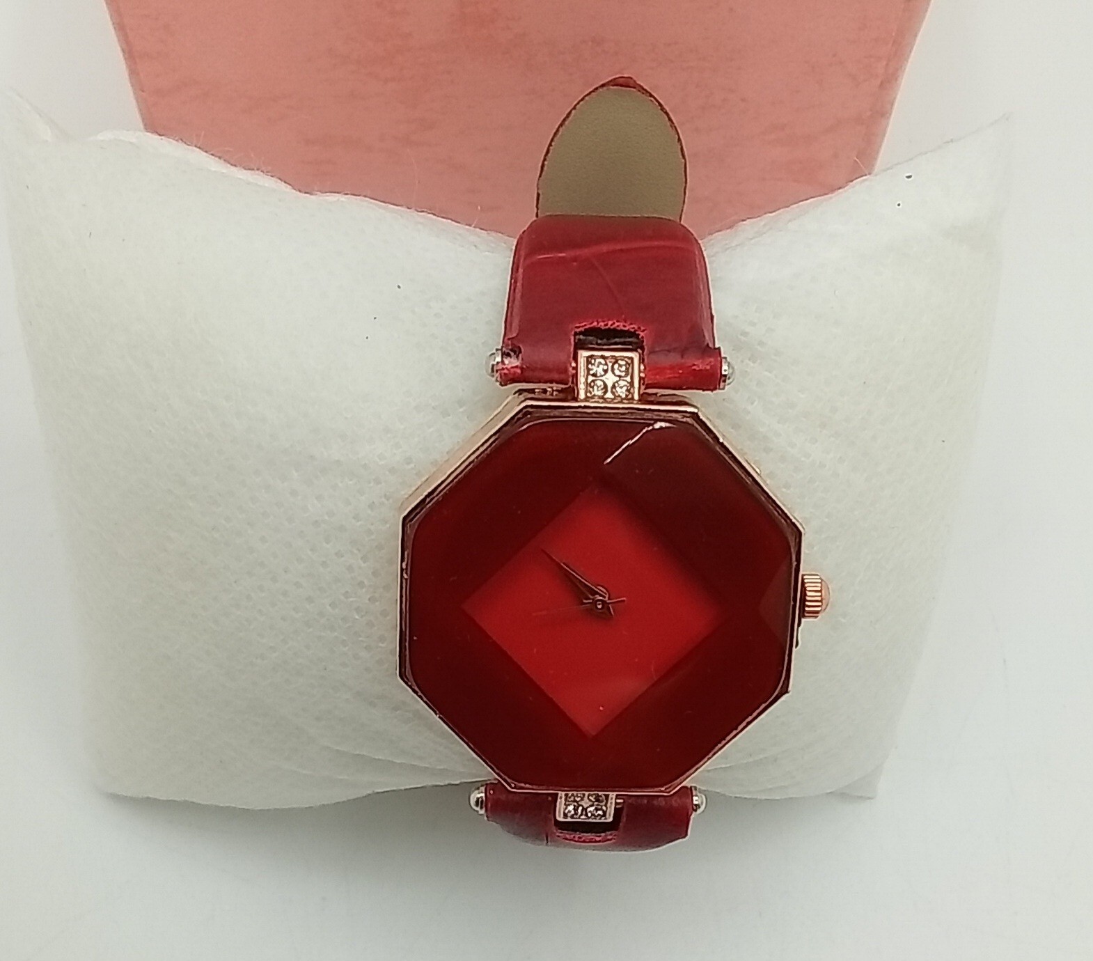 Women's Watch Red Face and Bezel with Rose Gold Tone Case | eBay