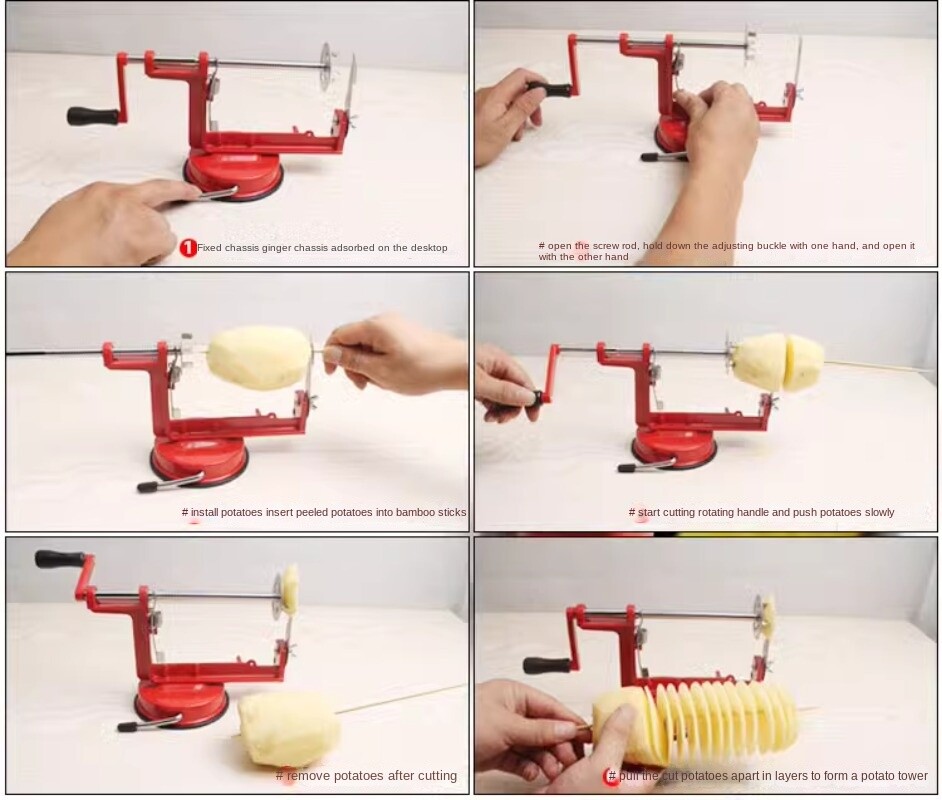 Manual Rotary Potato Tower Machine Stainless Steel Crisp Maker Cyclone ...