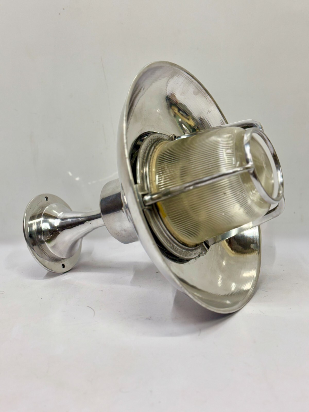 Indoor Style Restored GDR Ships Aluminum EOW Post Mount Lamp with Shade ...