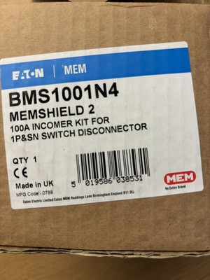 EATON MEM BMS1001N4 100A INCOMER KIT 1P & SN Switch Disconnector ...