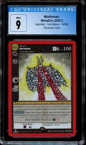 Mothman Reverse Holo 1st Edition CGC 9 Mint 2021 Metazoo 4/163 ...