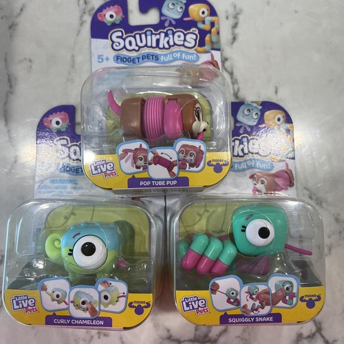 3 Moose Toys Little Live Pets PUP, SNAKE And CHAMELEON Squirkies Fidget ...