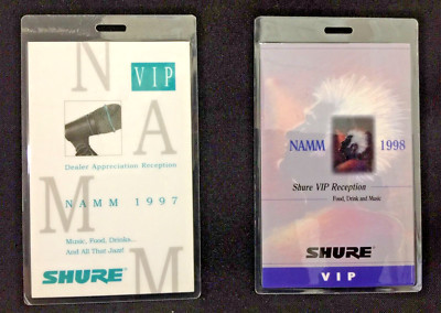 NAMM 1997 1998 Shure VIP Badges Set of 2 Rep Badges | eBay
