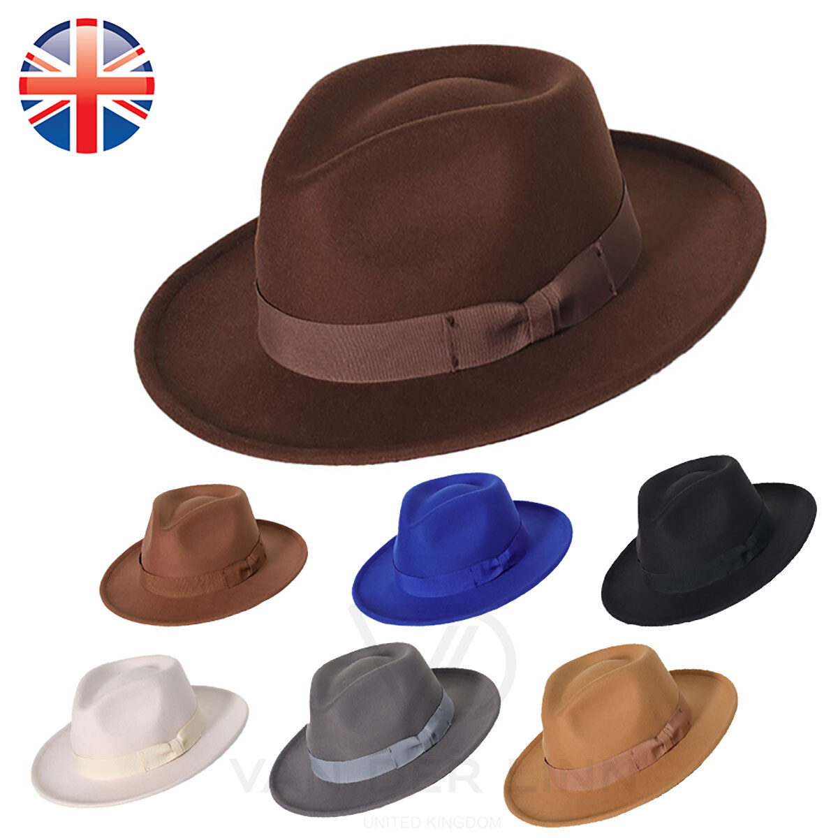 Van Der Linn Men Fedora Hat Jazz Felt Fedora Elegant Ribbon Trilby Hat ...