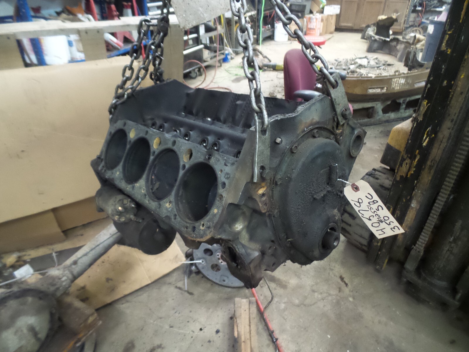 SBC 350 V8 ENGINE MOTOR BLOCK 3970010 4 BOLT MAIN MJ21800 MADE IN ...