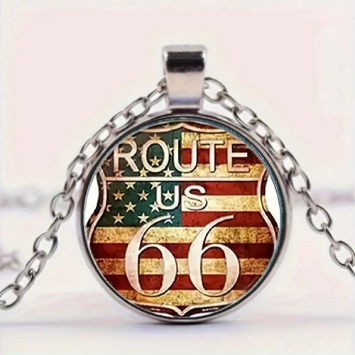 Route 66 Sign Pendant Necklace Auto Accessories Traveler Gifts | eBay