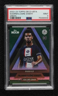 2022-23 Topps Deco UCL Prodigy Green /99 Warren Zaire-Emery PSA 9 MINT ...